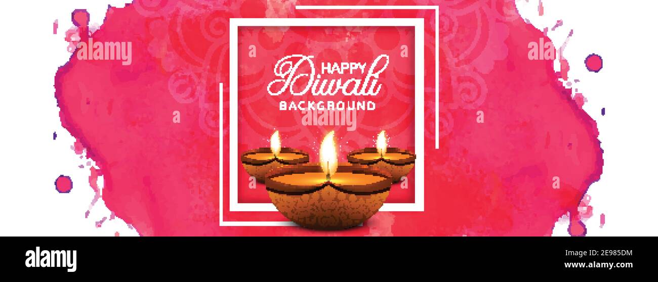beautiful diwali banner with diya decoration design Stock Vector Image ...