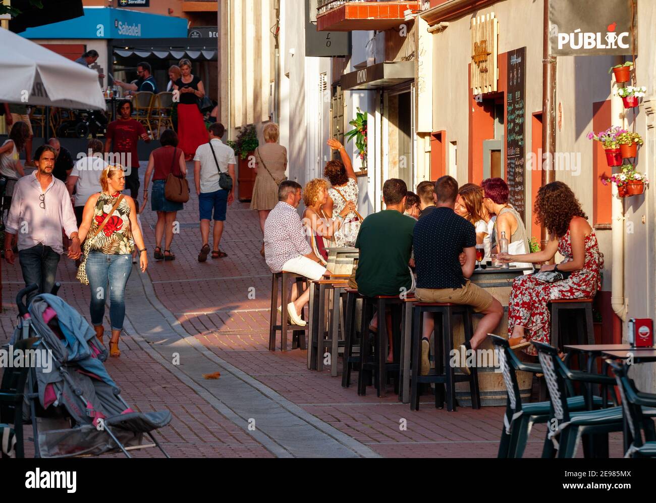 people in the street in the spanish town of begur Stock Photo - Alamy