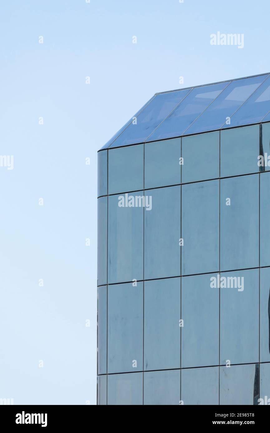 Close-up of an anonymous office building in Madrid, Spain, under the ...