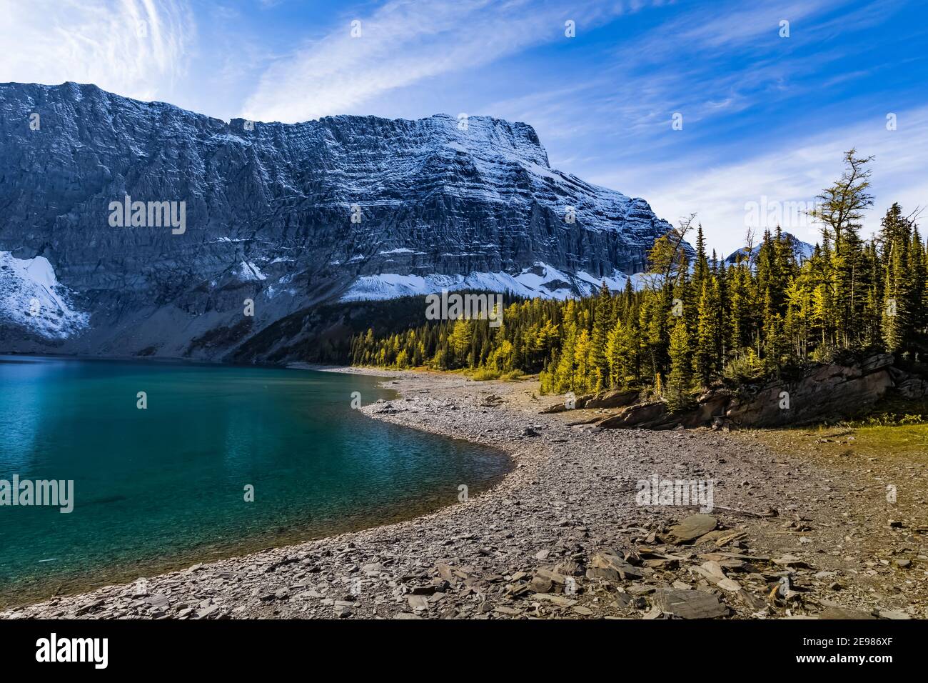 Floe Lake and Floe Peak at Floe Lake Campground with Lyall's Larch ...