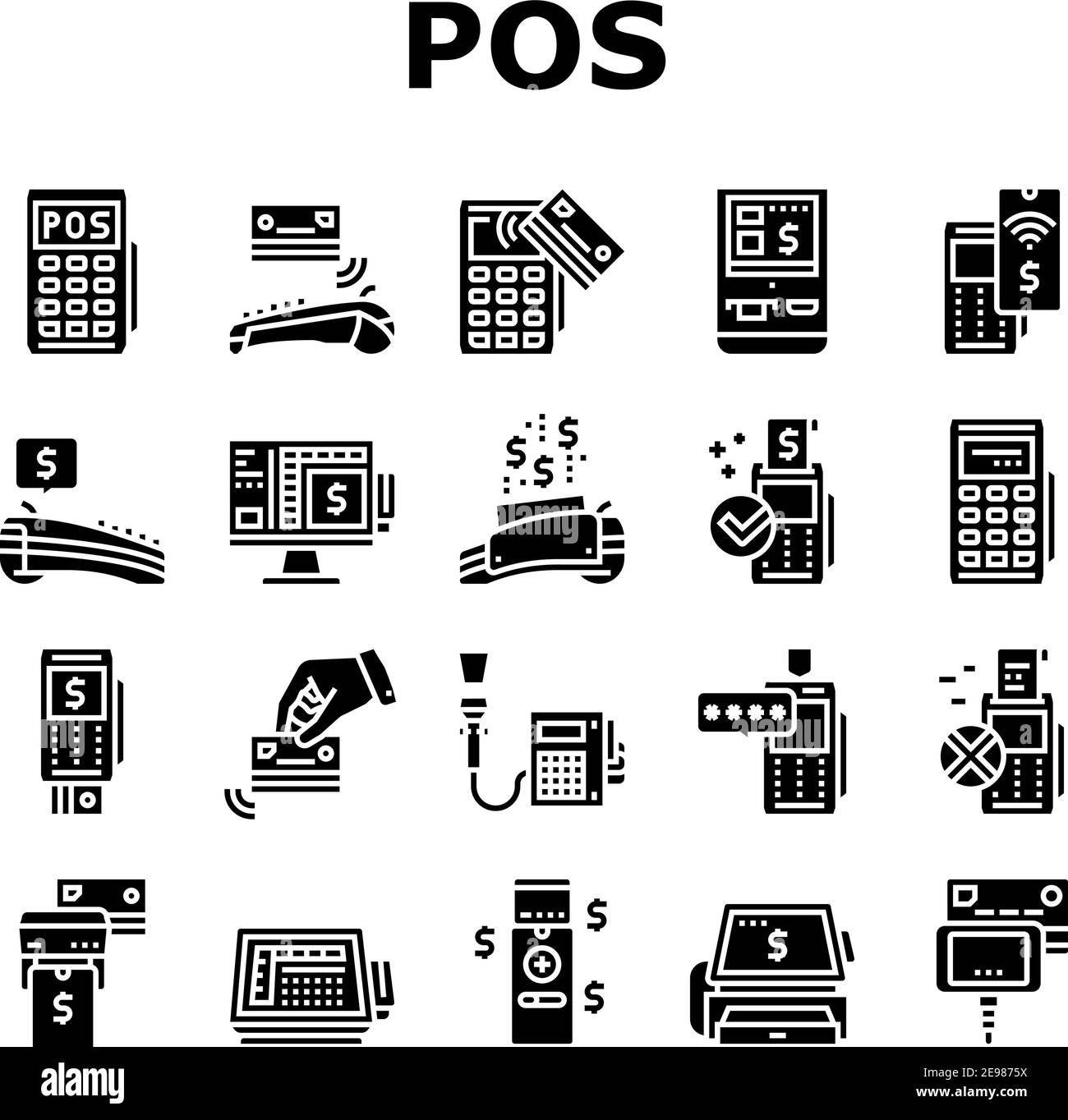 Pos Terminal Device Collection Icons Set Vector Stock Vector Image And Art Alamy