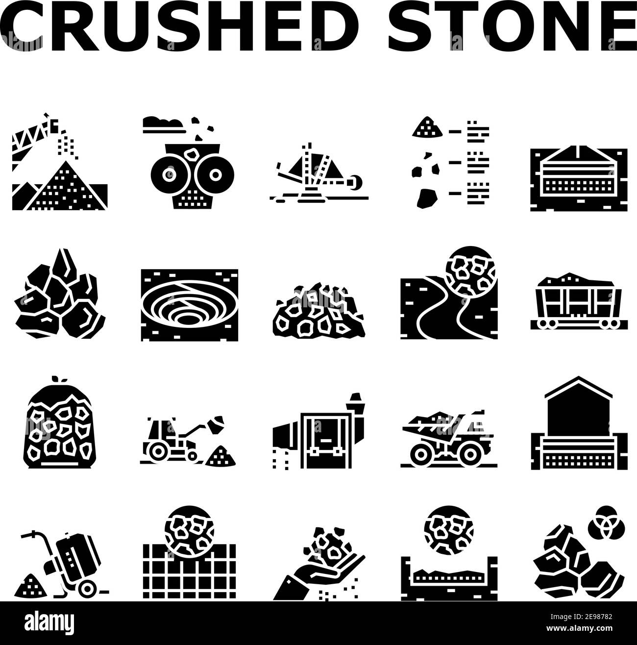 Crushed Stone Mining Collection Icons Set Vector Stock Vector Image ...
