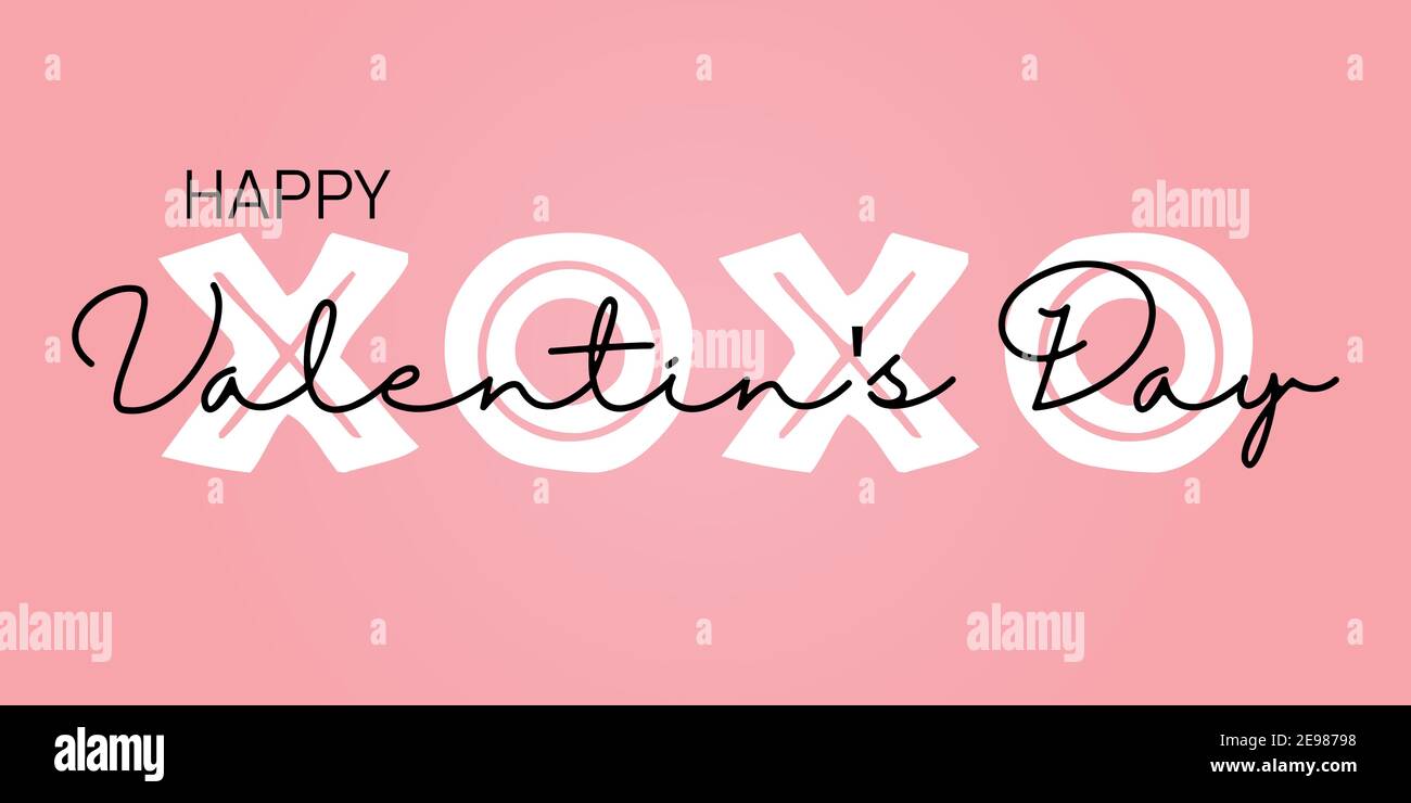 Happy Valentines Day. Modern design with calligraphy and text XoXo on ...