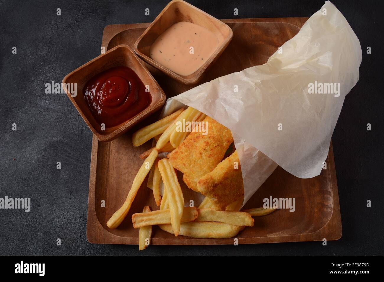 Traditional English Food - Fish and Chips. Fried fish filets and crispy ...