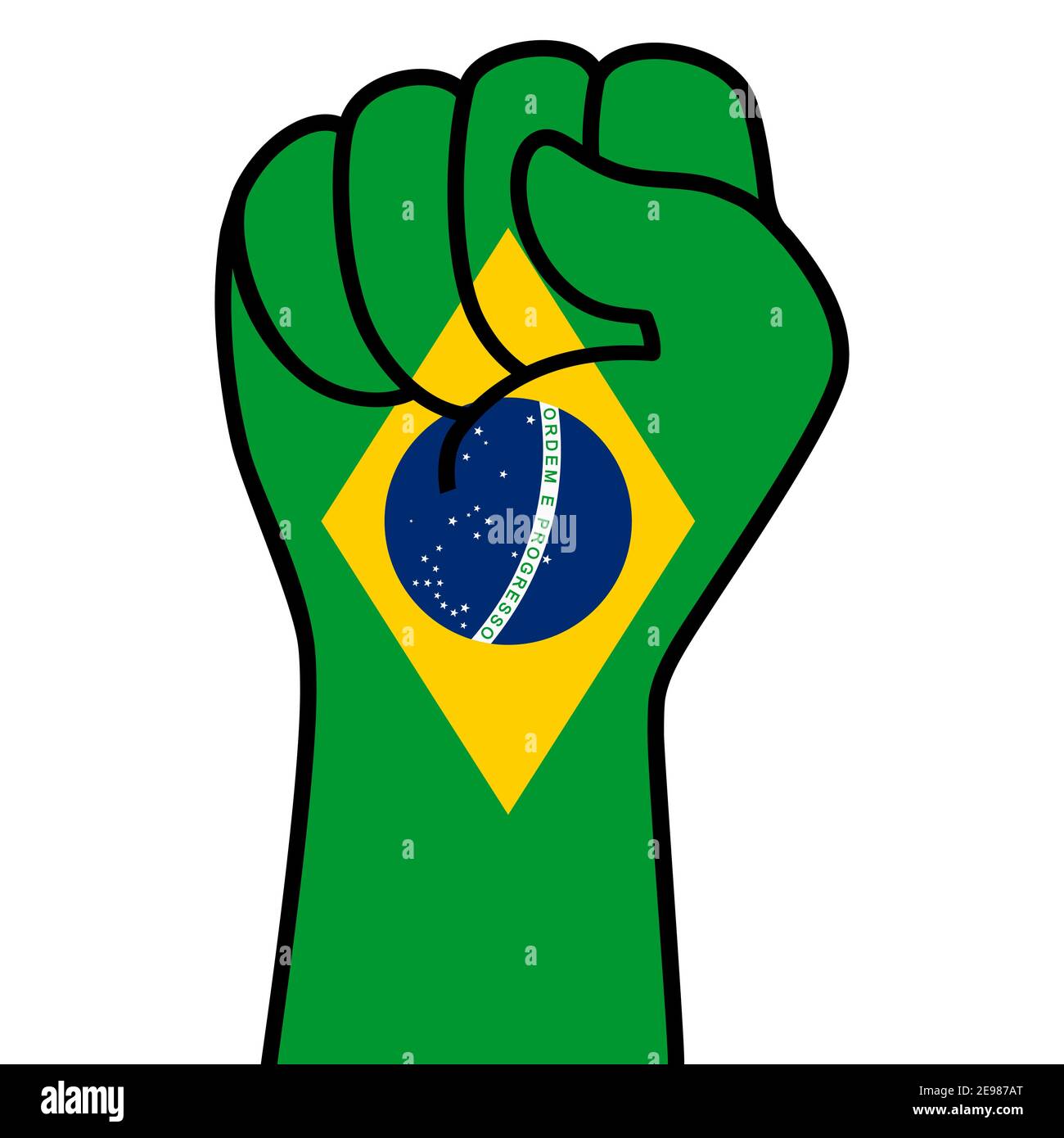 Raised brazilian fist flag. Hand of brazil. Fist shape brazil flag ...