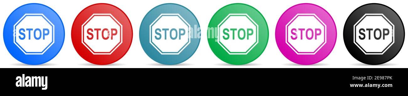 Stop, sign, danger, warning vector icons, set of circle gradient ...
