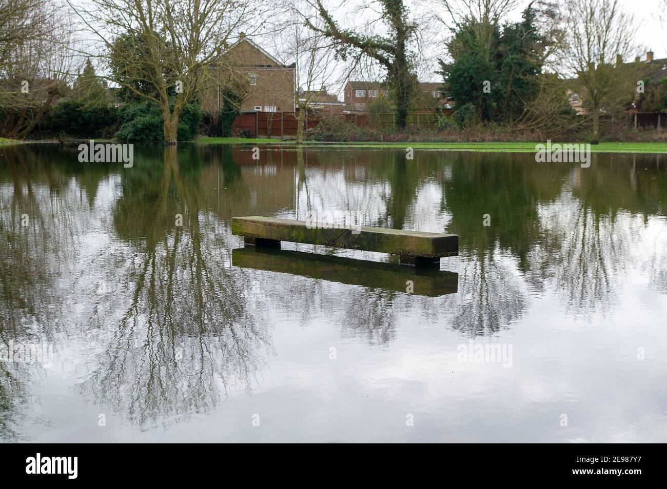Colnbrook, Berkshire UK. 3rd February, 2021. Flooding in Albany Park in ...