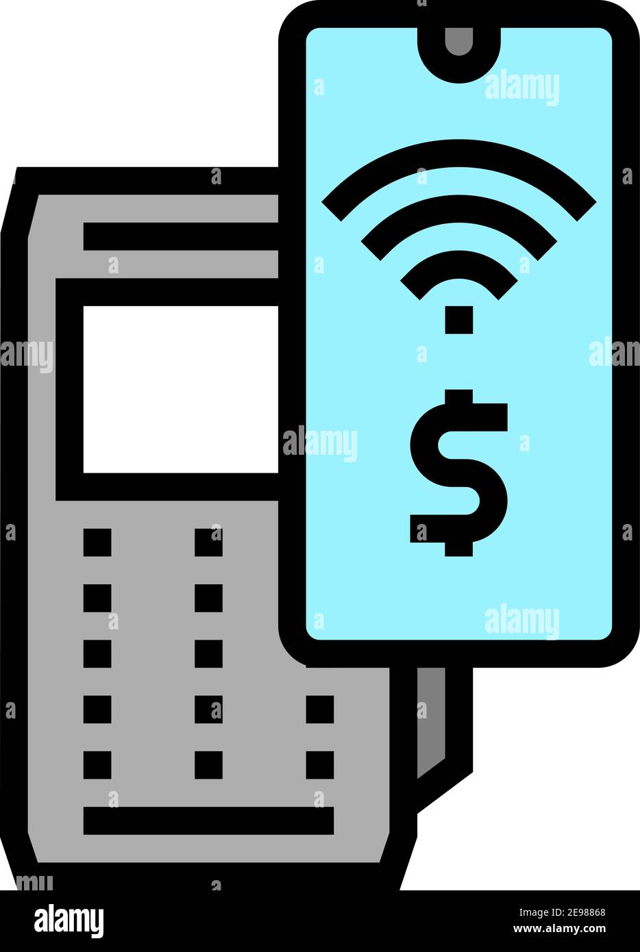 smartphone contactless payment pos terminal color icon vector ...