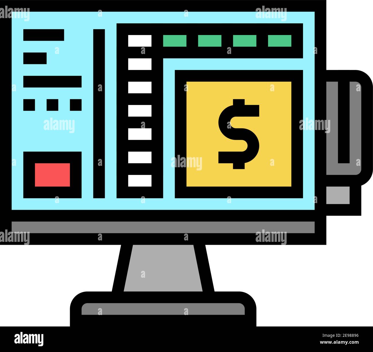 shop self service pos terminal computer color icon vector illustration ...