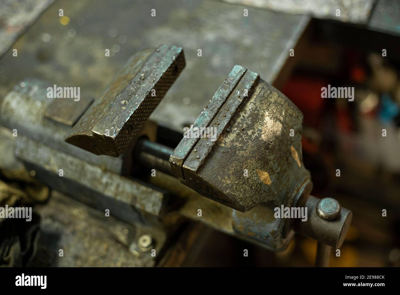 Old rusty bench vise on hi-res stock photography and images - Alamy