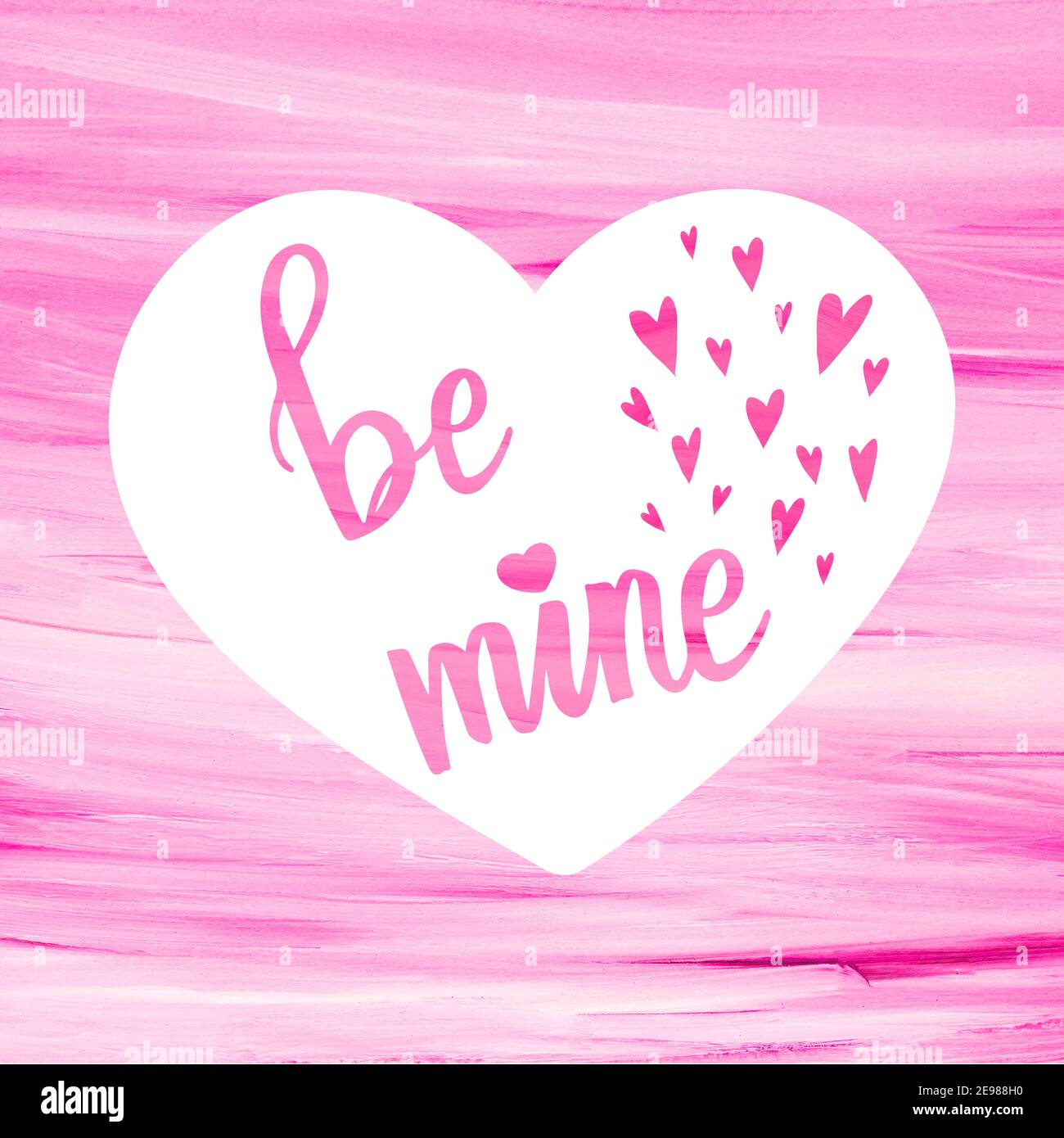 Be mine love card with hearts and textured frame in heart shape Stock ...