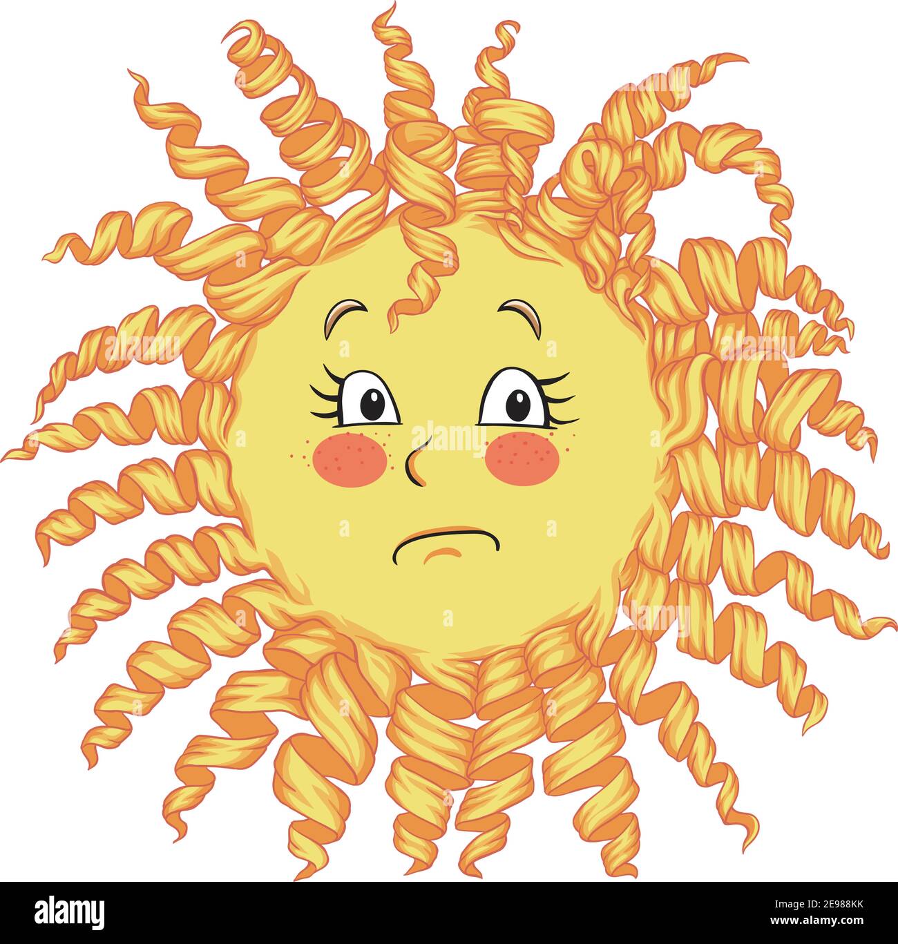 sad sun is exhausted from a heat, vector illustration Stock Vector ...