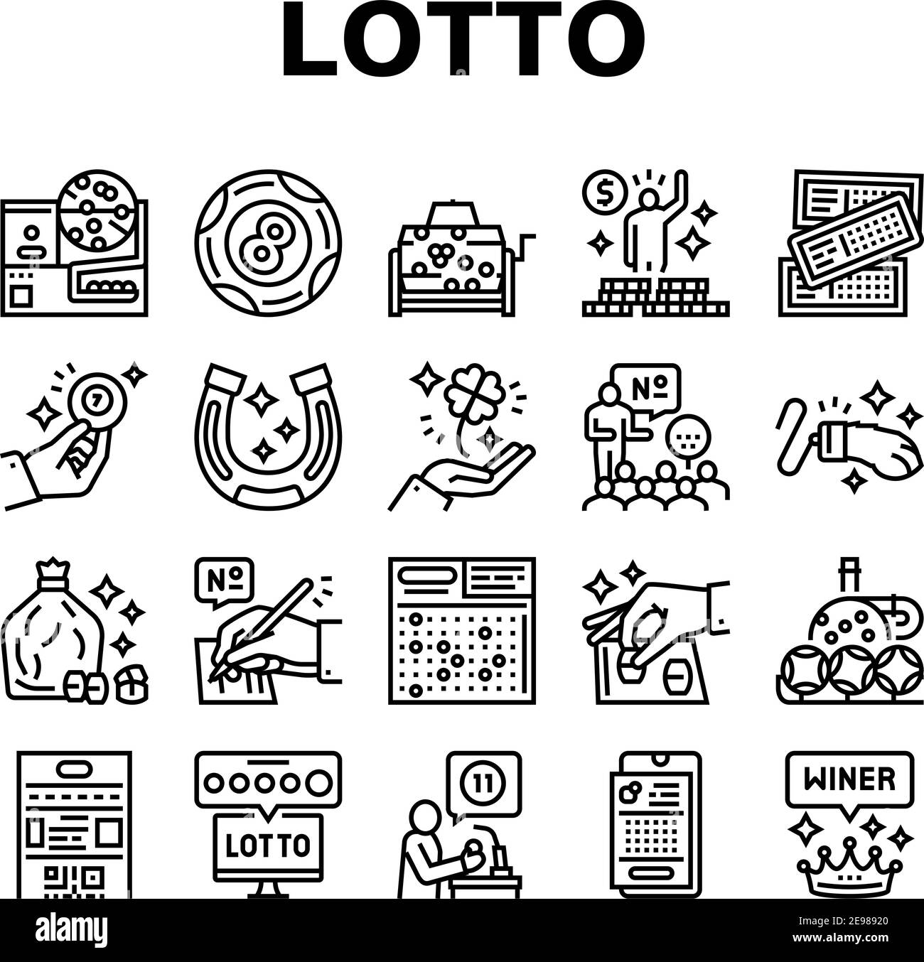 Lotto Gamble Game Collection Icons Set Vector Stock Vector Image & Art ...