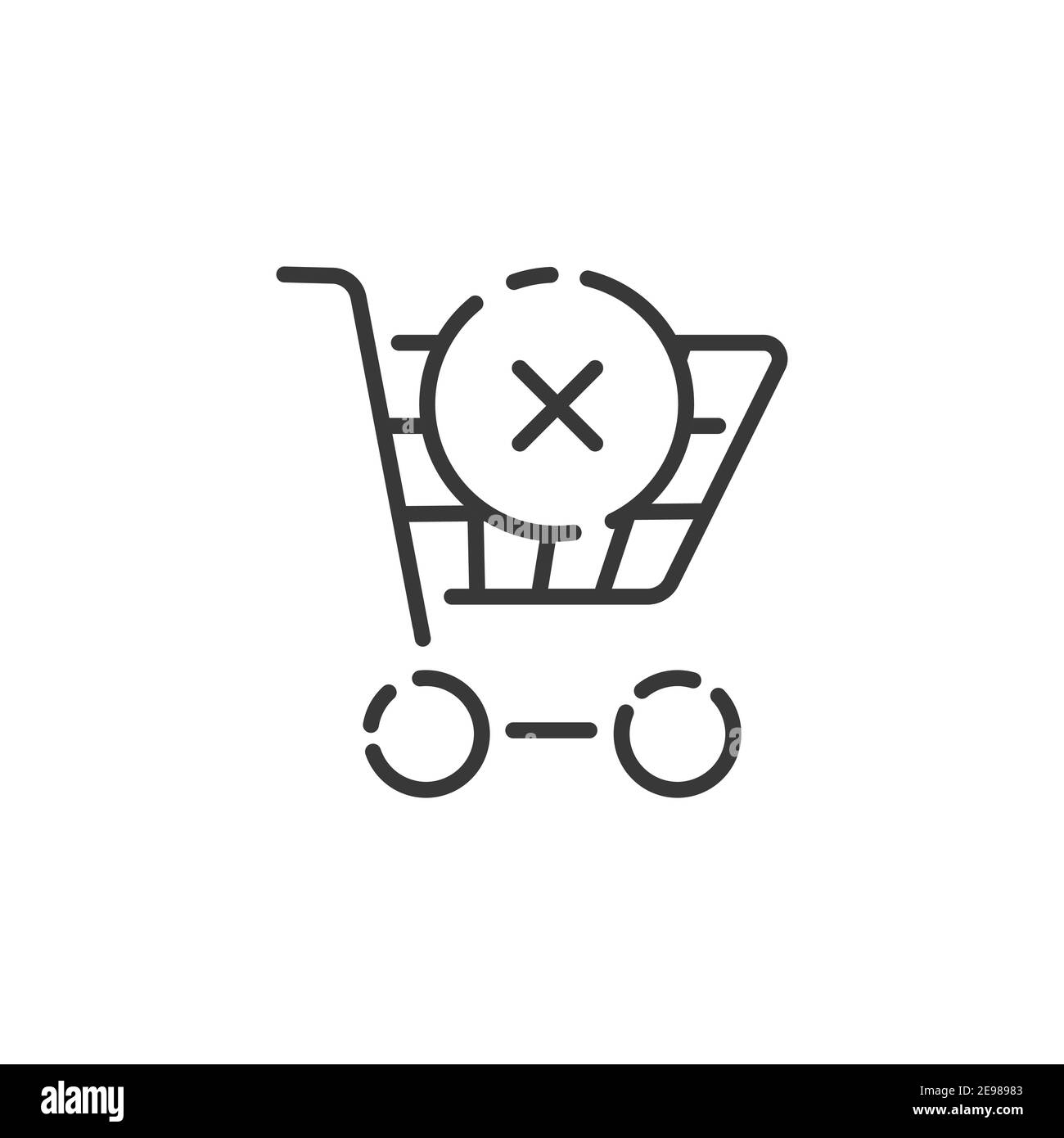 Shopping cart thin line icon. Cross mark. Isolated outline commerce ...