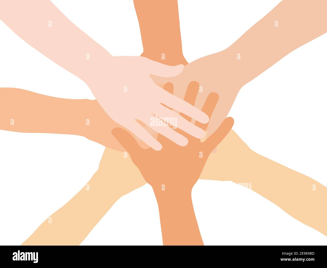 Lots of stacked hands from above as a network and motivation concept ...