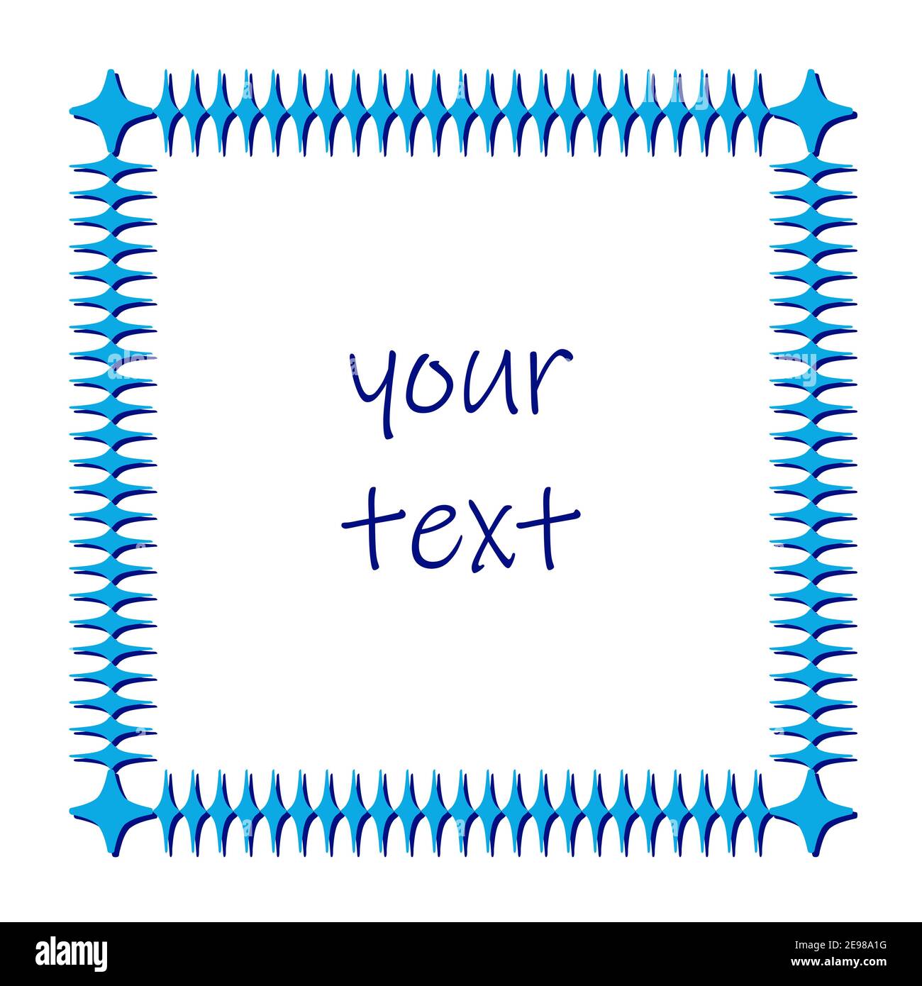 Stars decorative frame with shadow, in blue colors. Square shape ...