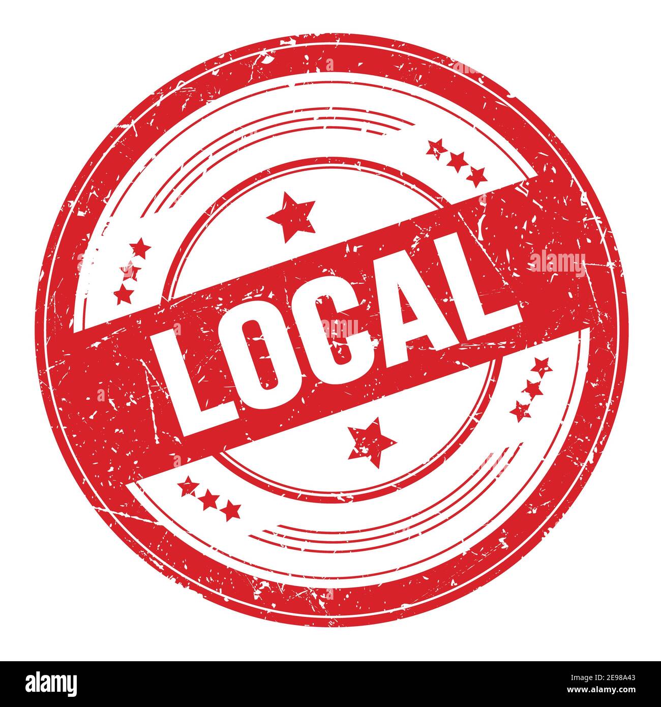 LOCAL text on red round grungy texture stamp Stock Photo - Alamy