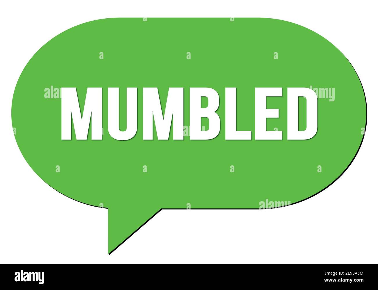 MUMBLED text written in a green speech bubble stamp Stock Photo - Alamy