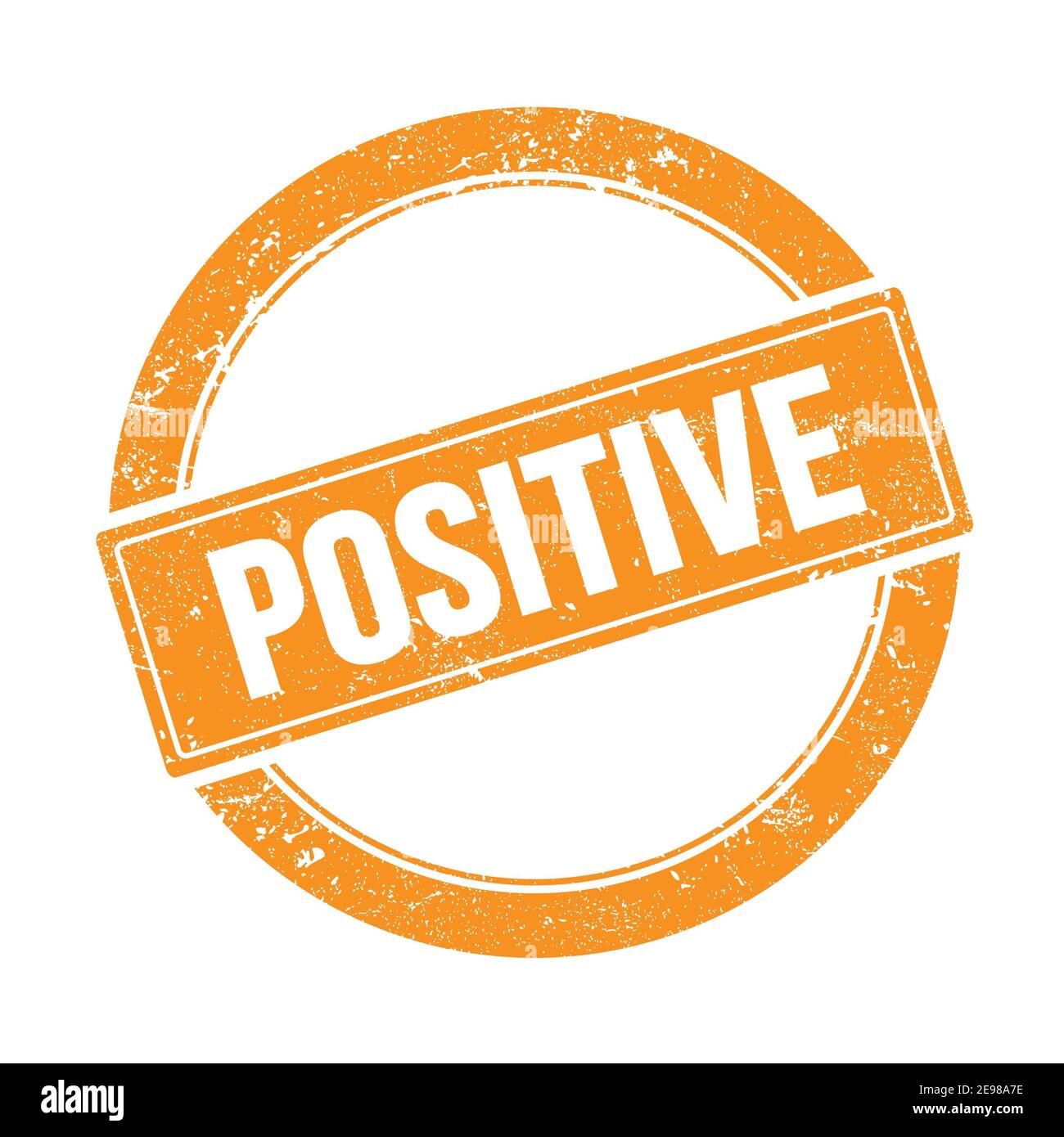 POSITIVE text on orange grungy round vintage stamp Stock Photo - Alamy
