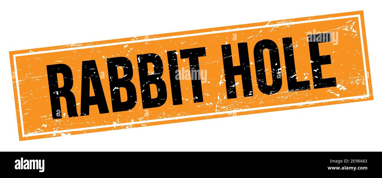 RABBIT HOLE text on black orange grungy rectangle stamp sign Stock ...