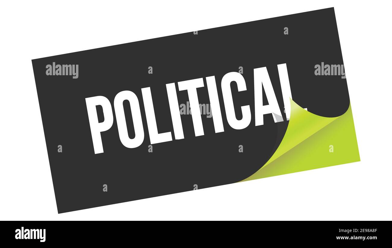 POLITICAL text written on black green sticker stamp Stock Photo - Alamy