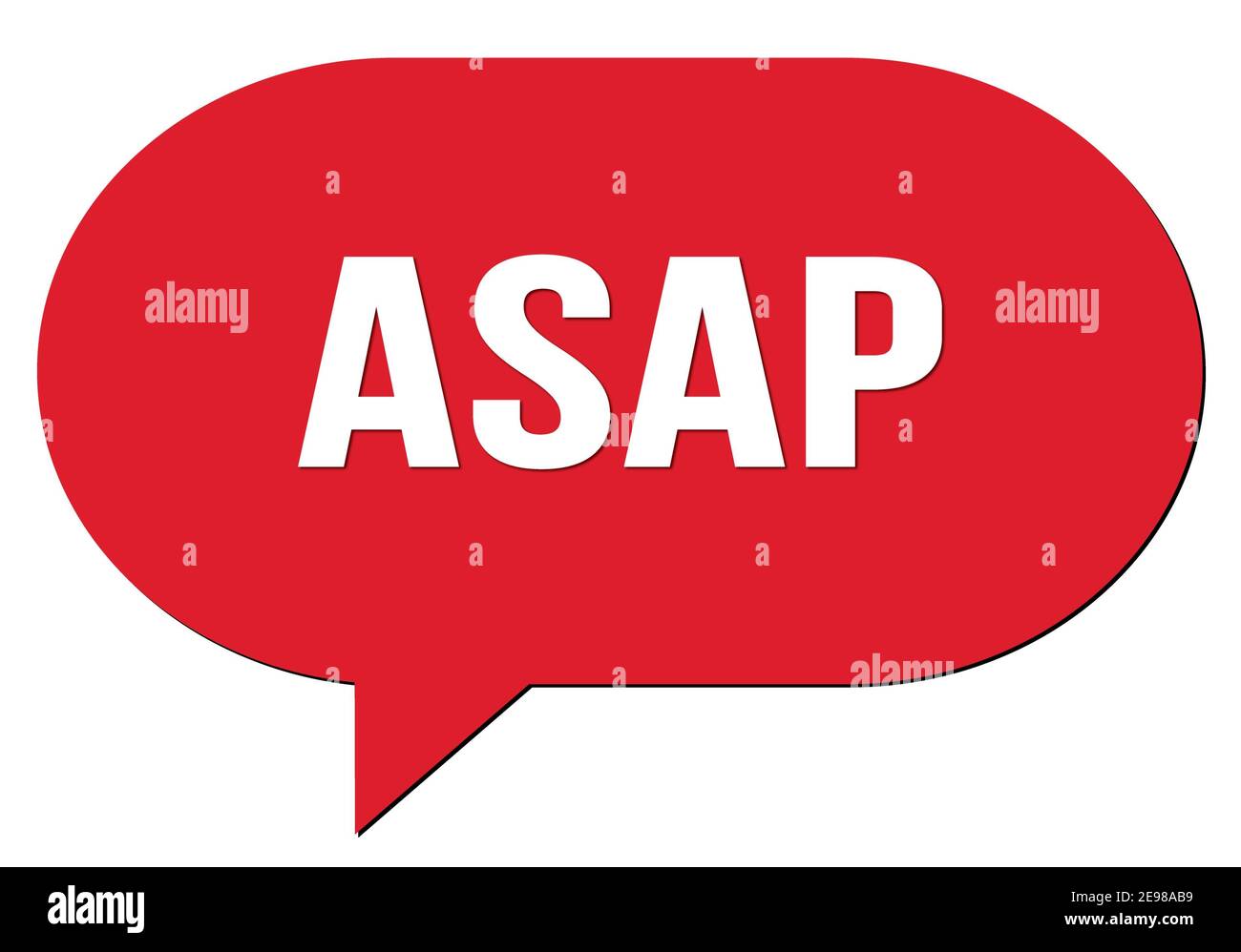 ASAP text written in a red speech bubble stamp Stock Photo - Alamy