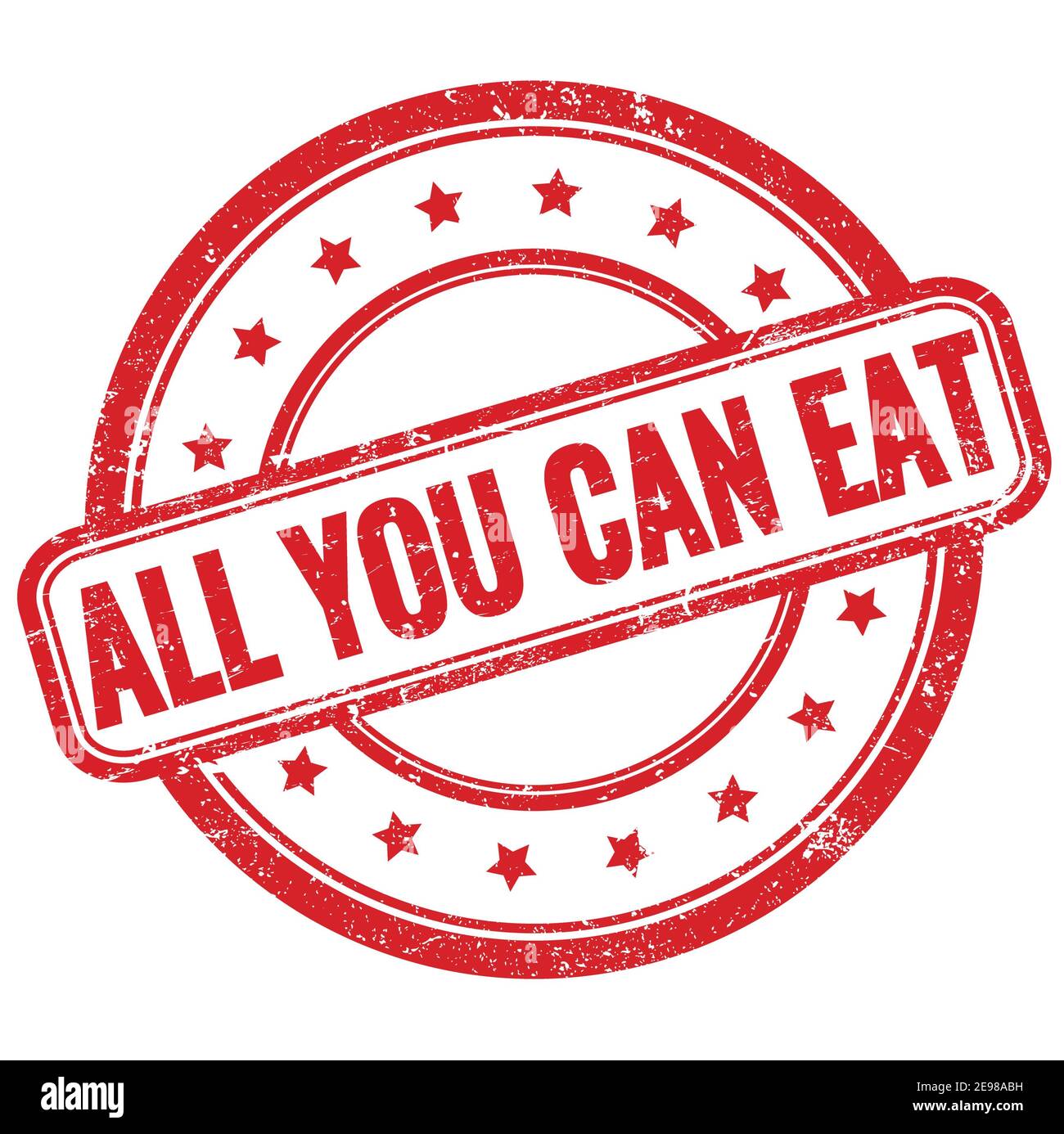 ALL YOU CAN EAT text on red vintage grungy round rubber stamp Stock ...