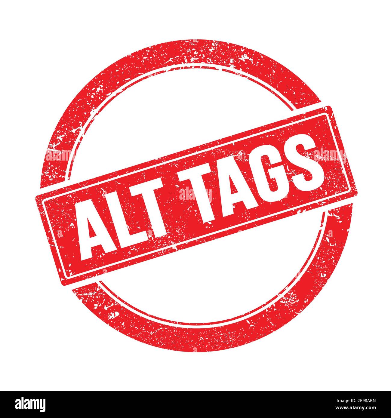 ALT TAGS text on red grungy round vintage stamp Stock Photo - Alamy