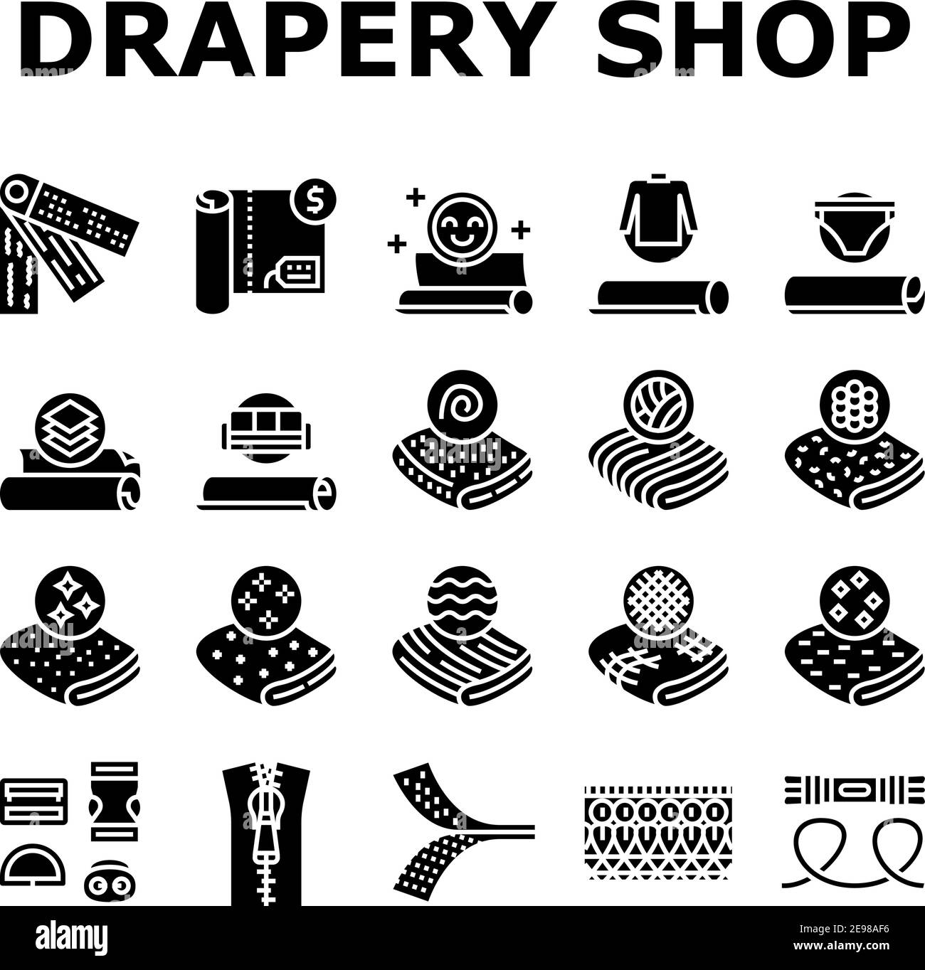 Drapery Shop Sale Collection Icons Set Vector Stock Vector Image & Art ...