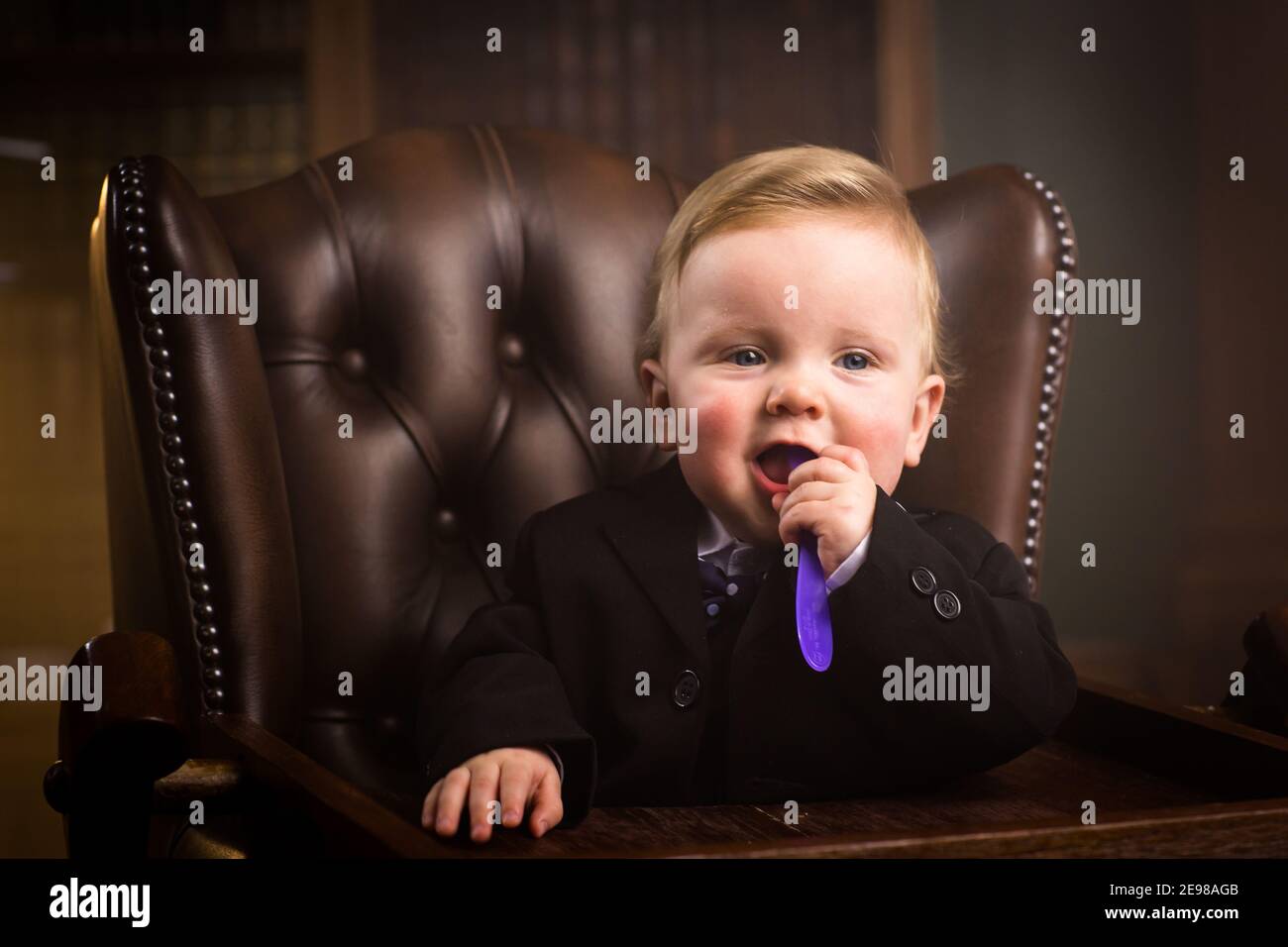 Happy Baby dressed in business suit. Toddler dressed as Winston ...