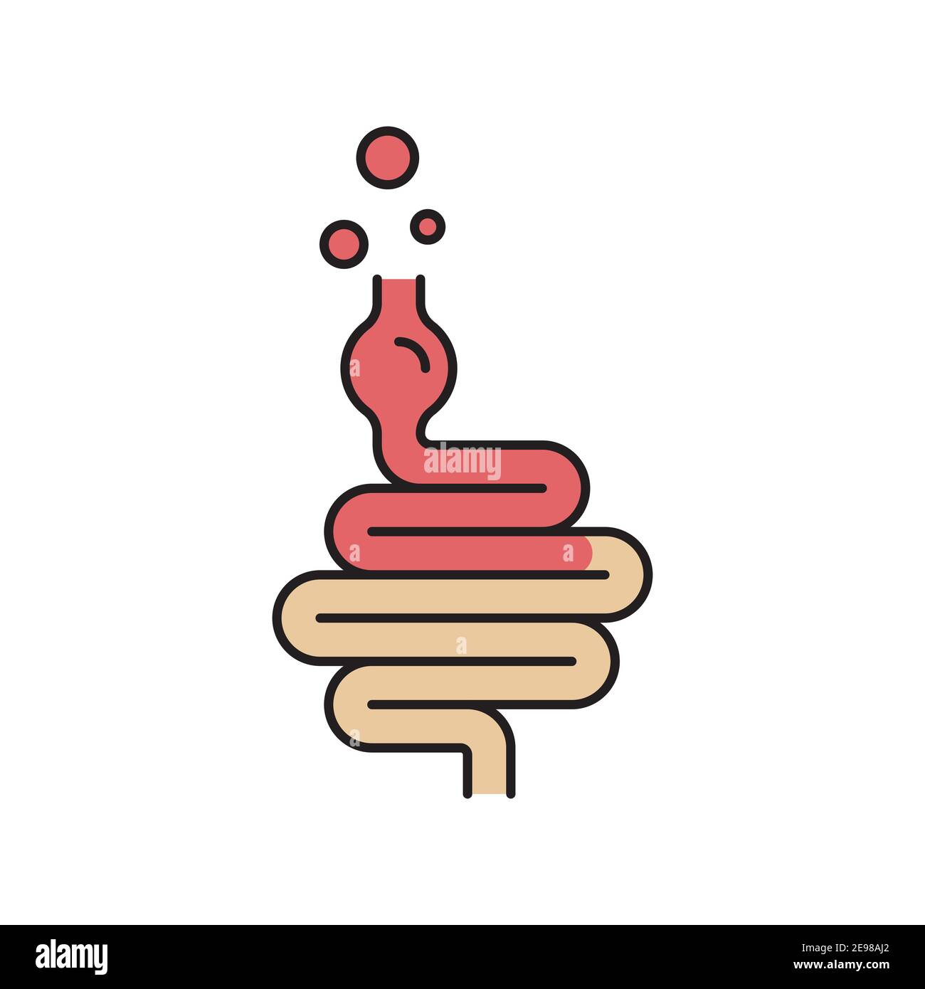 Intestinal gas icon, color, line, outline vector sign, linear style ...