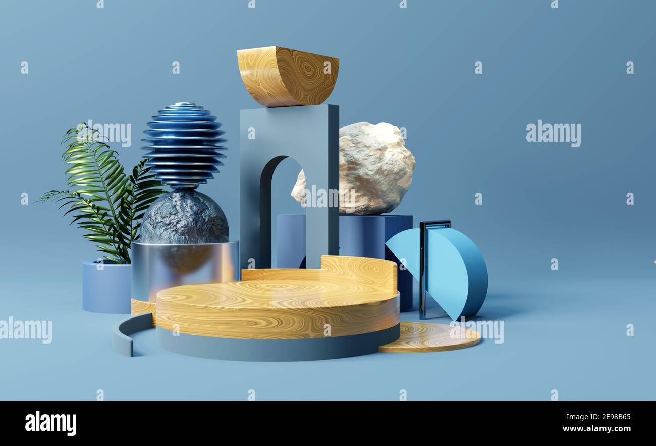 Shape and form textured background studio floor platform with wood ...