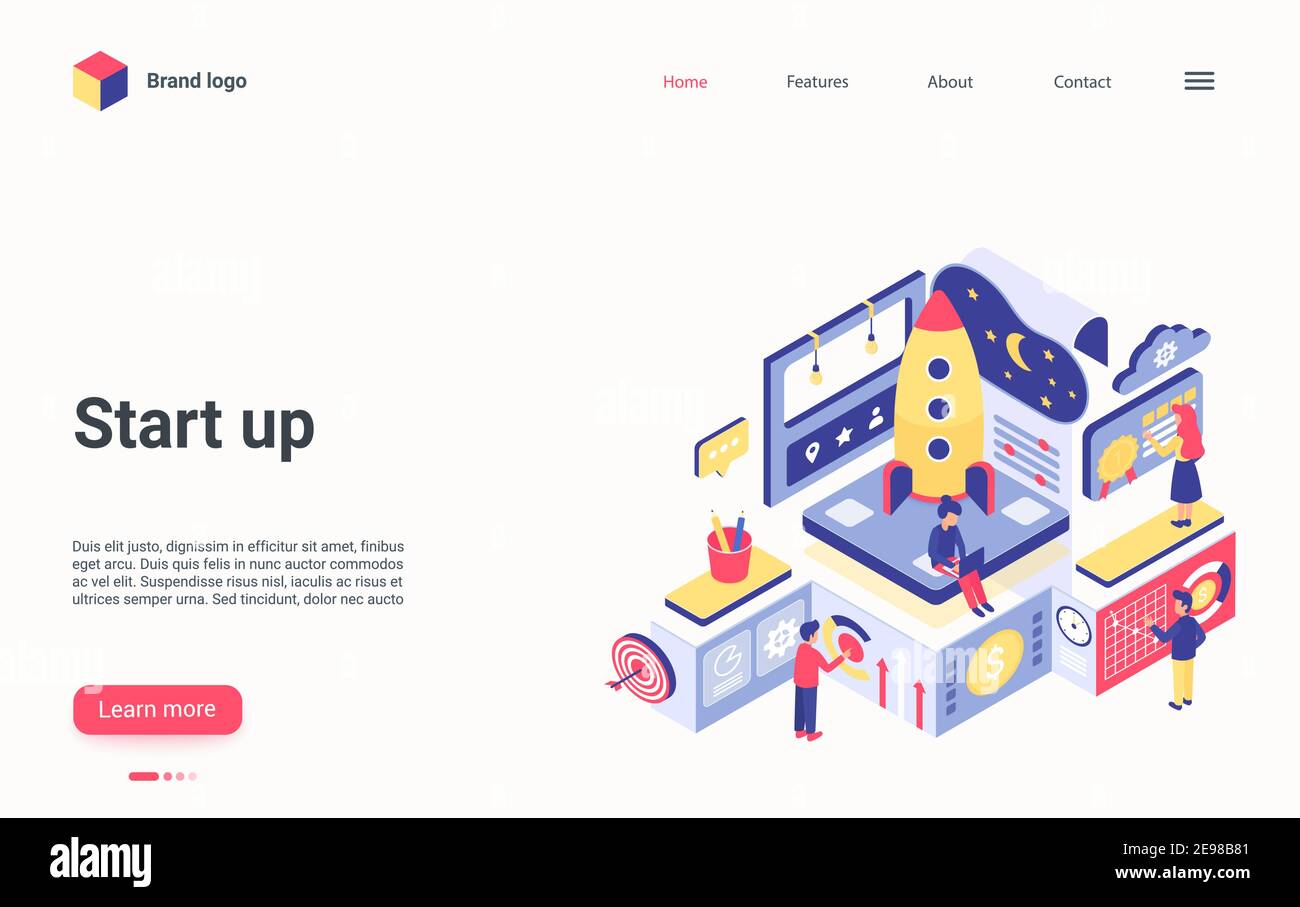 Landing page space cartoon Cut Out Stock Images & Pictures - Alamy