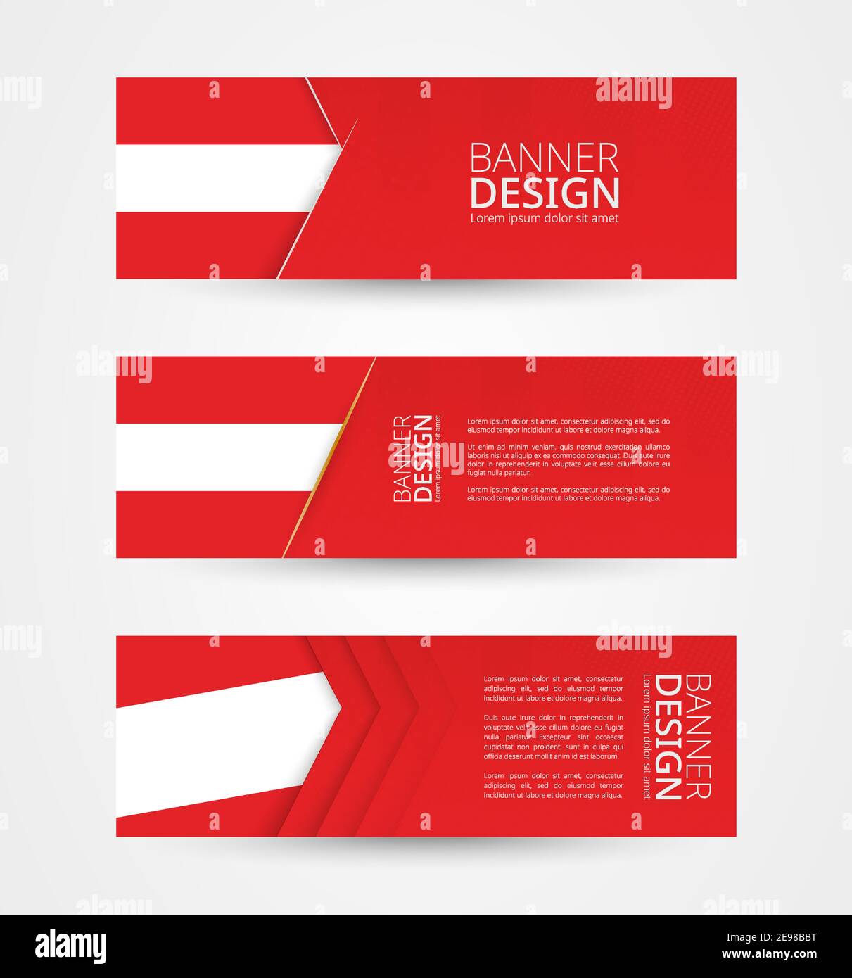 Set of three horizontal banners with flag of Austria. Web banner design ...