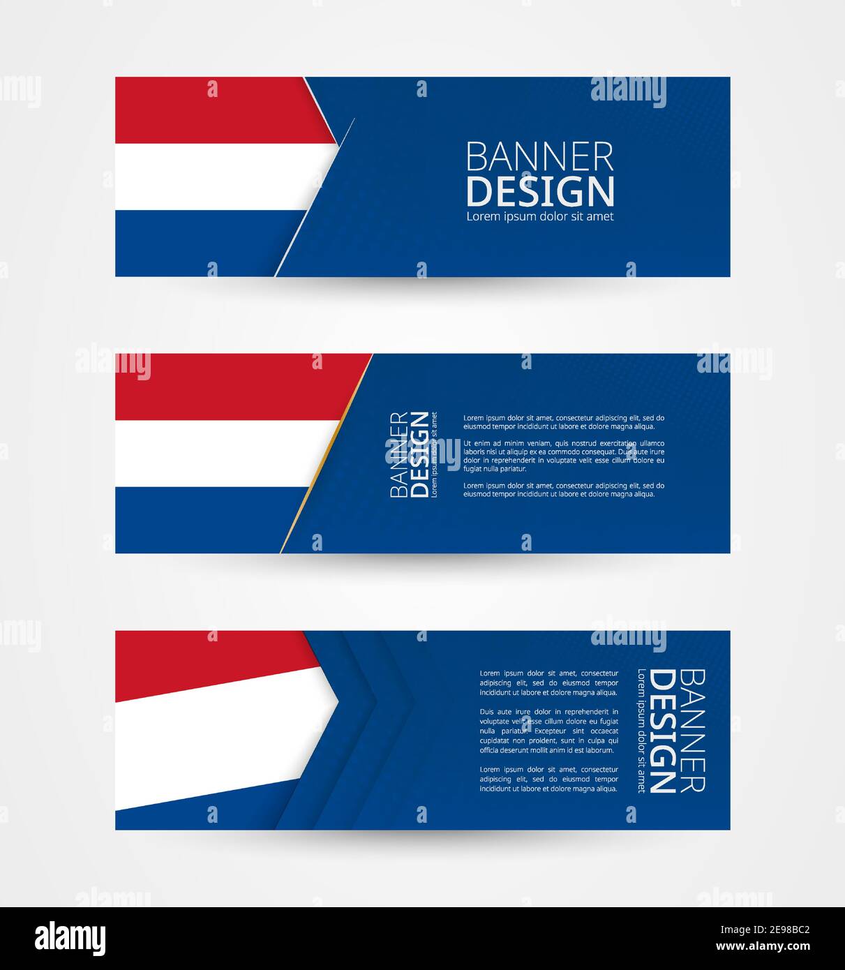 Set of three horizontal banners with flag of Netherlands; Web banner ...