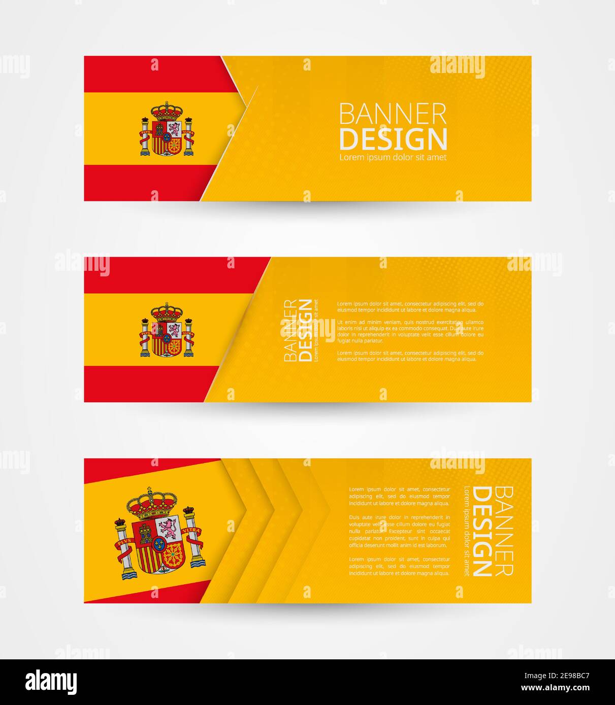 Set of three horizontal banners with flag of Spain. Web banner design ...