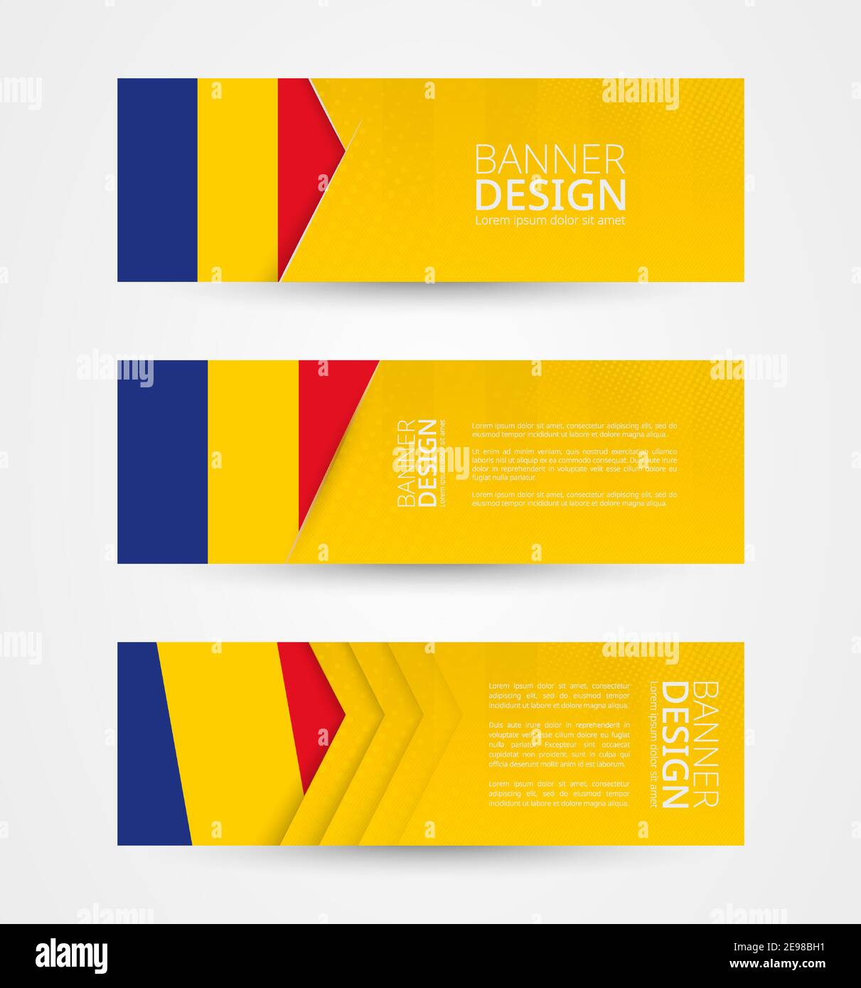 Set of three horizontal banners with flag of Romania. Web banner design ...