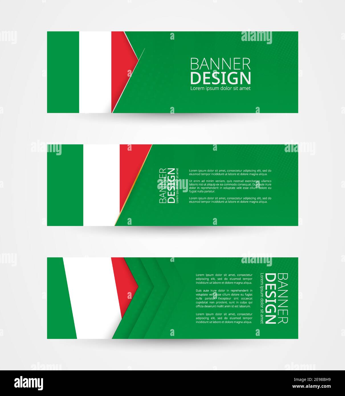 Set of three horizontal banners with flag of Italy. Web banner design ...