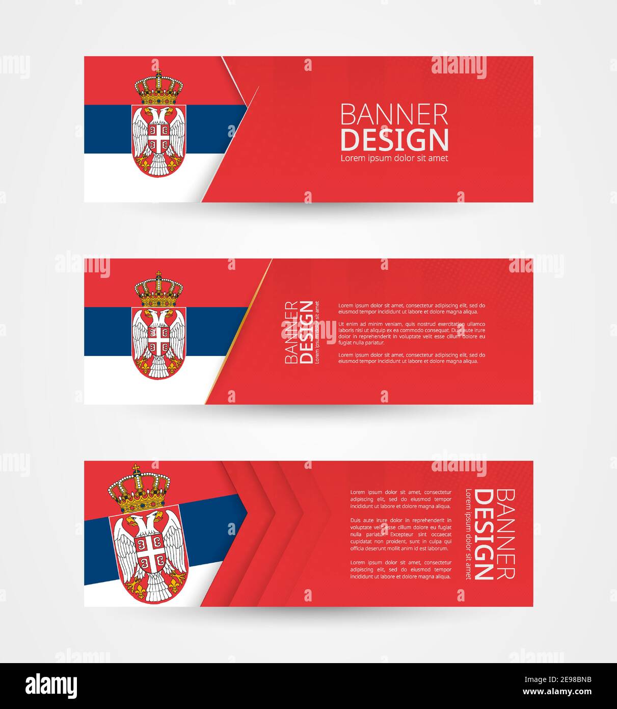 Set of three horizontal banners with flag of Serbia. Web banner design ...