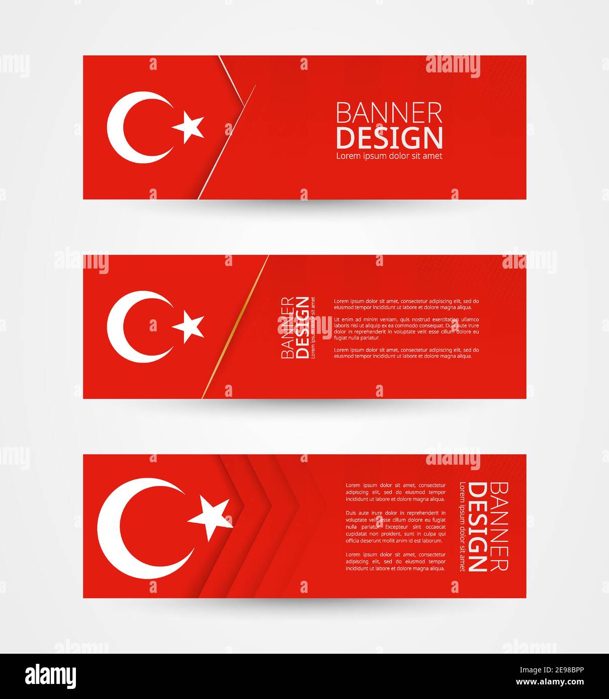 Set of three horizontal banners with flag of Turkey. Web banner design ...