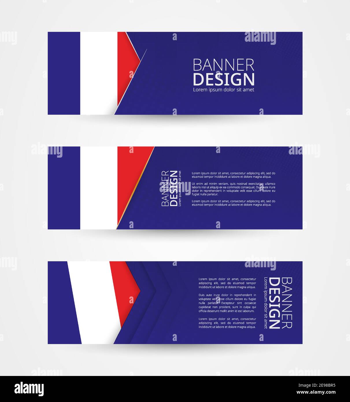 Set of three horizontal banners with flag of France. Web banner design ...