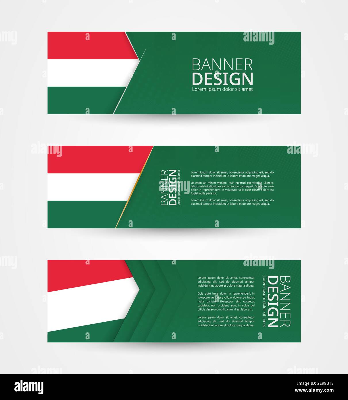 Set of three horizontal banners with flag of Hungary. Web banner design ...