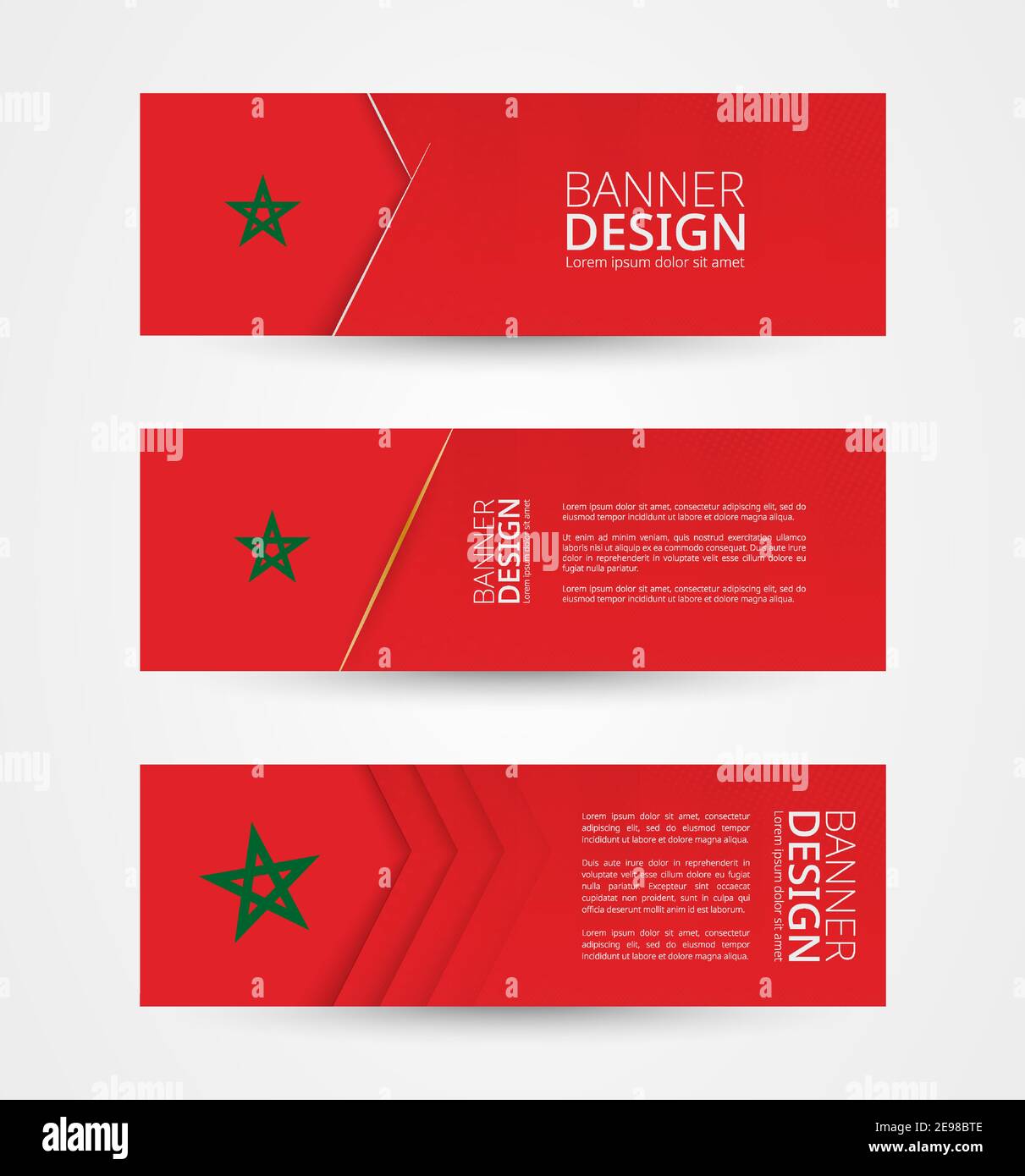 Set of three horizontal banners with flag of Morocco. Web banner design ...