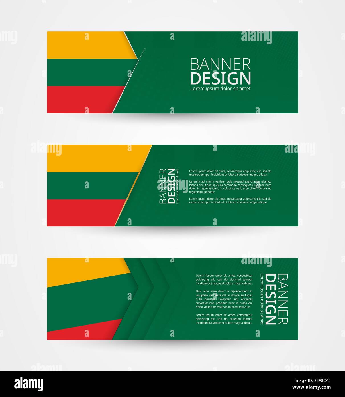 Set of three horizontal banners with flag of Lithuania. Web banner ...