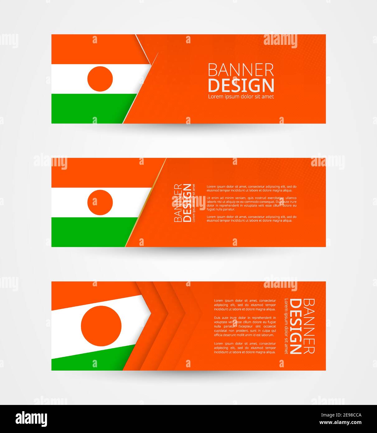 Set of three horizontal banners with flag of Niger. Web banner design ...