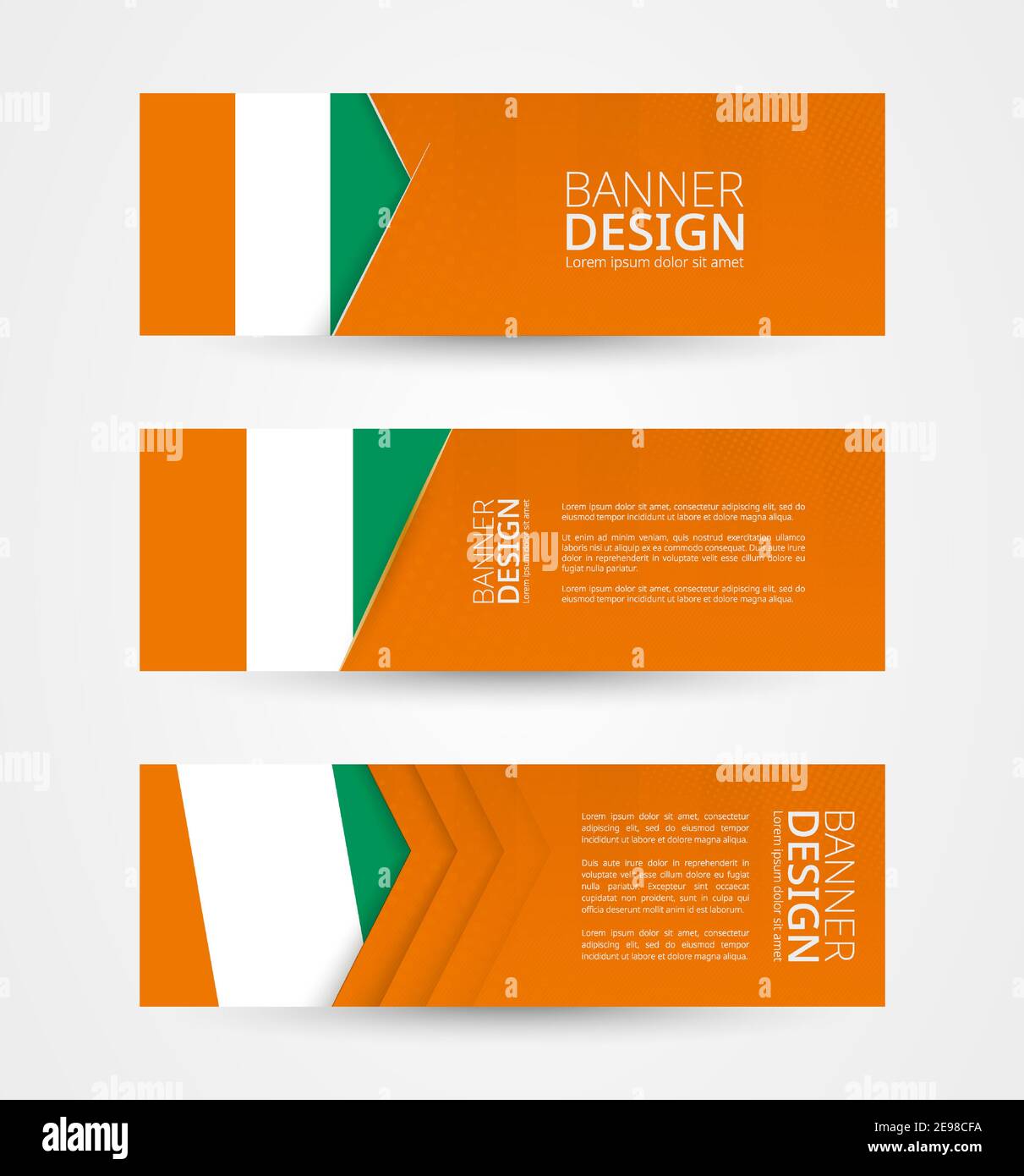 Set of three horizontal banners with flag of Ivory Coast. Web banner ...