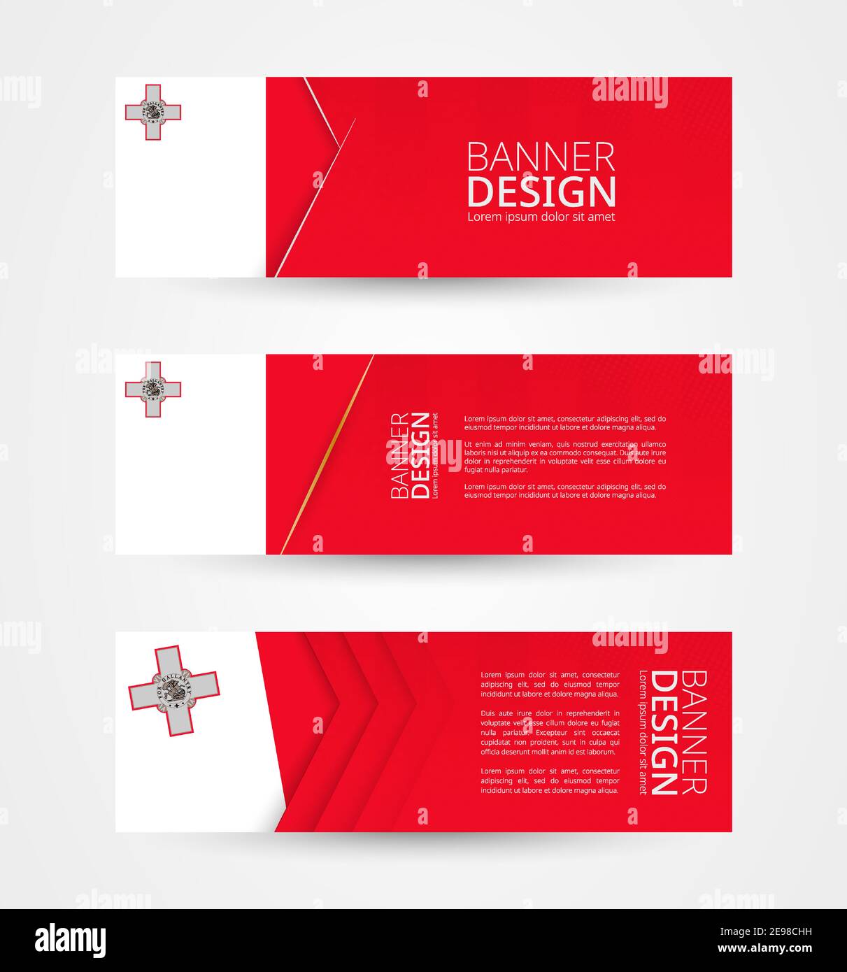 Set of three horizontal banners with flag of Malta. Web banner design ...
