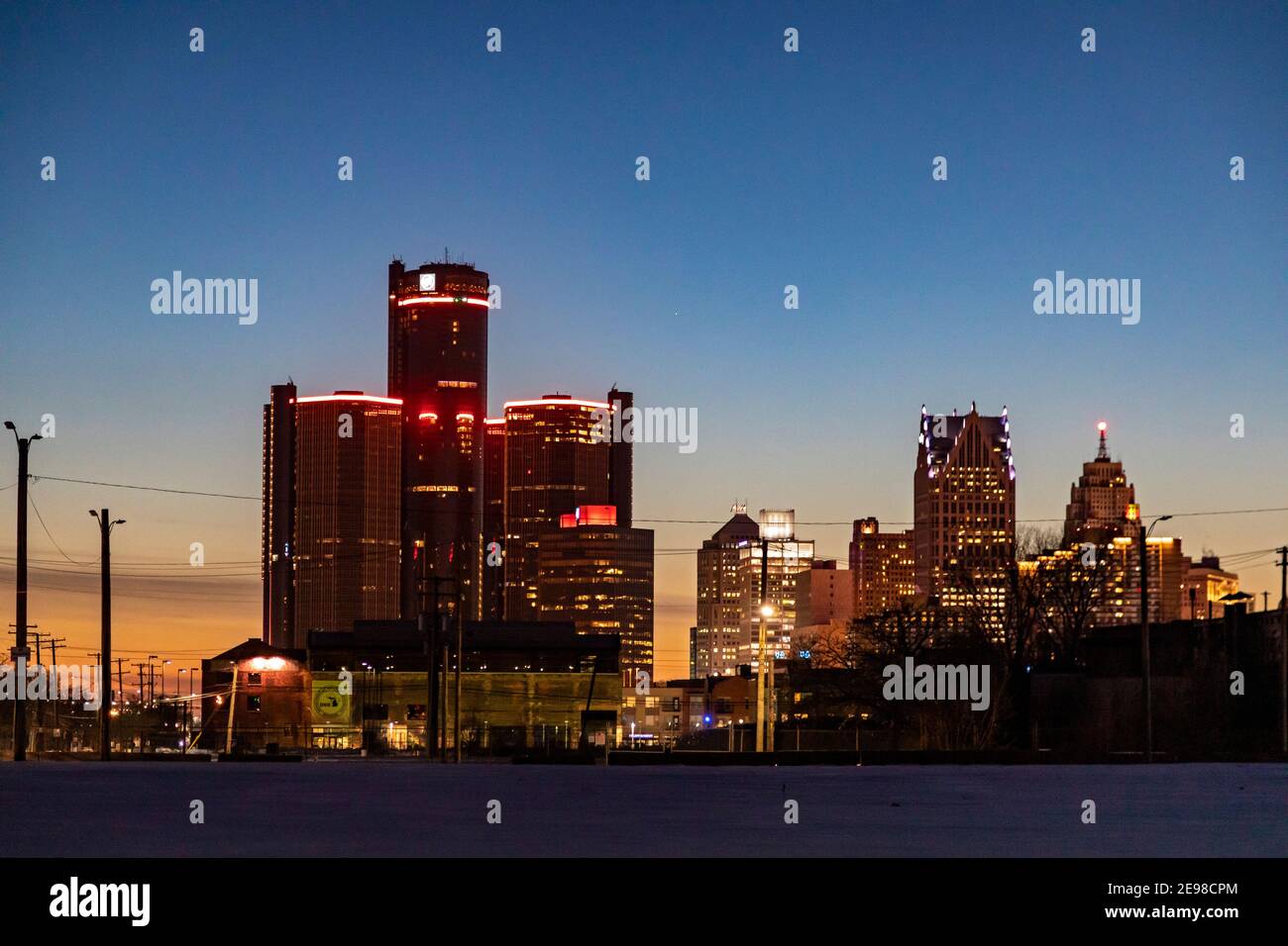 Detroit skyline sunset hi-res stock photography and images - Alamy