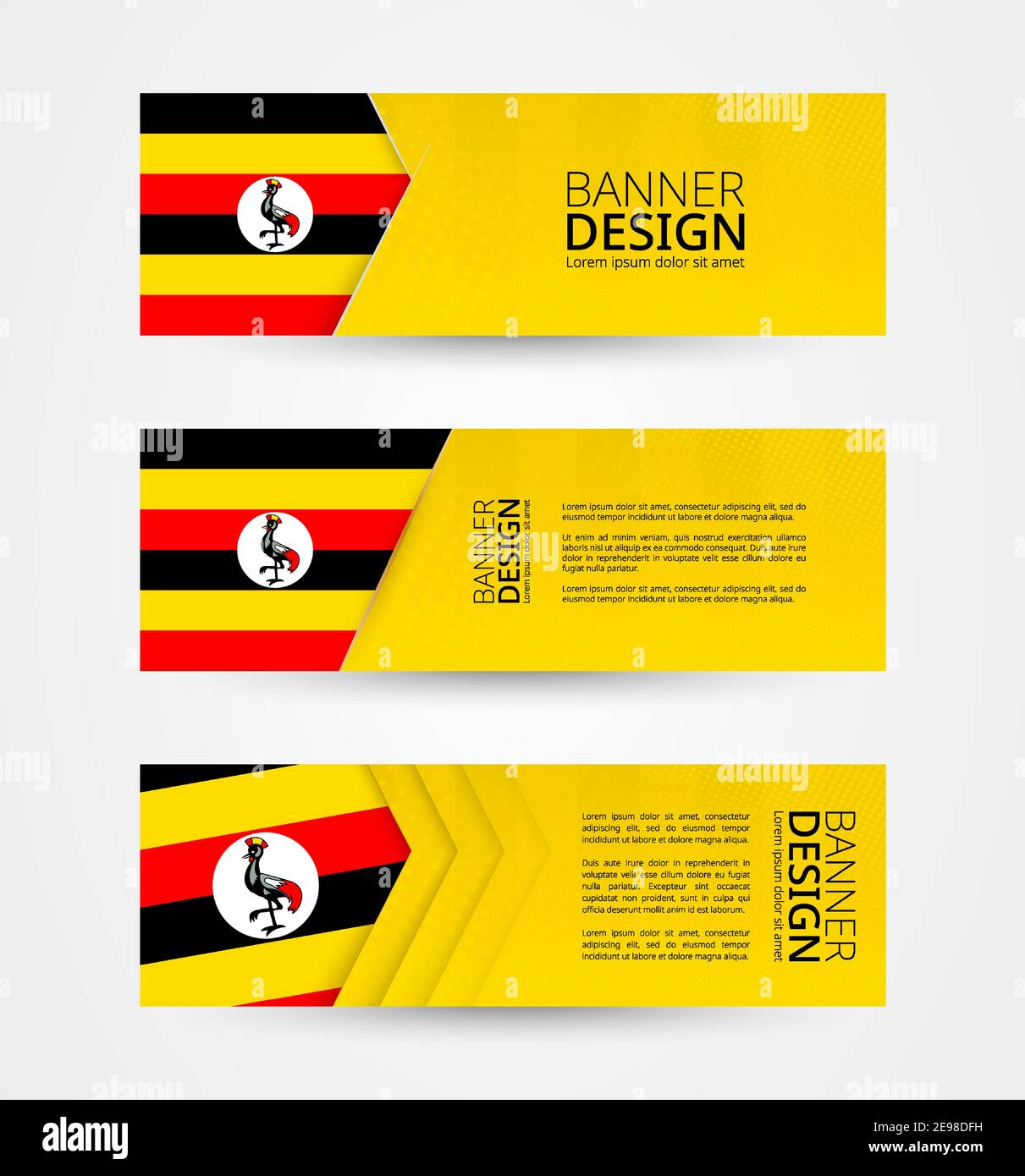 Set of three horizontal banners with flag of Uganda. Web banner design ...