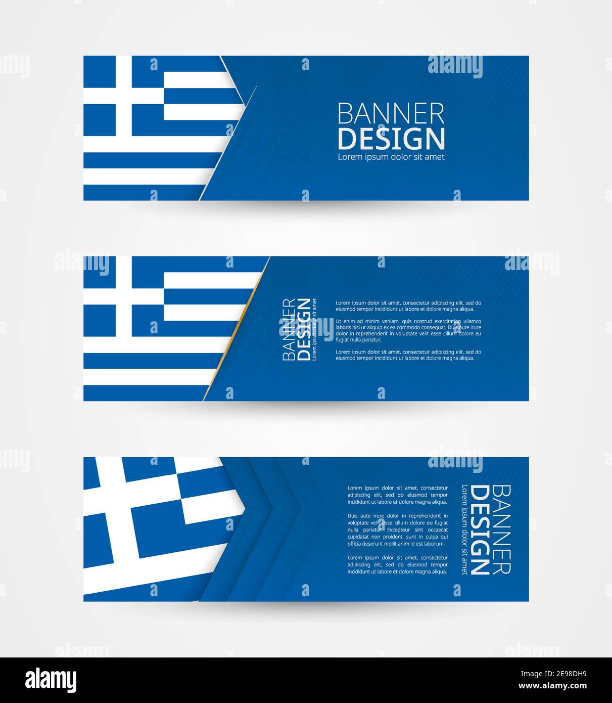 Set of three horizontal banners with flag of Greece. Web banner design ...